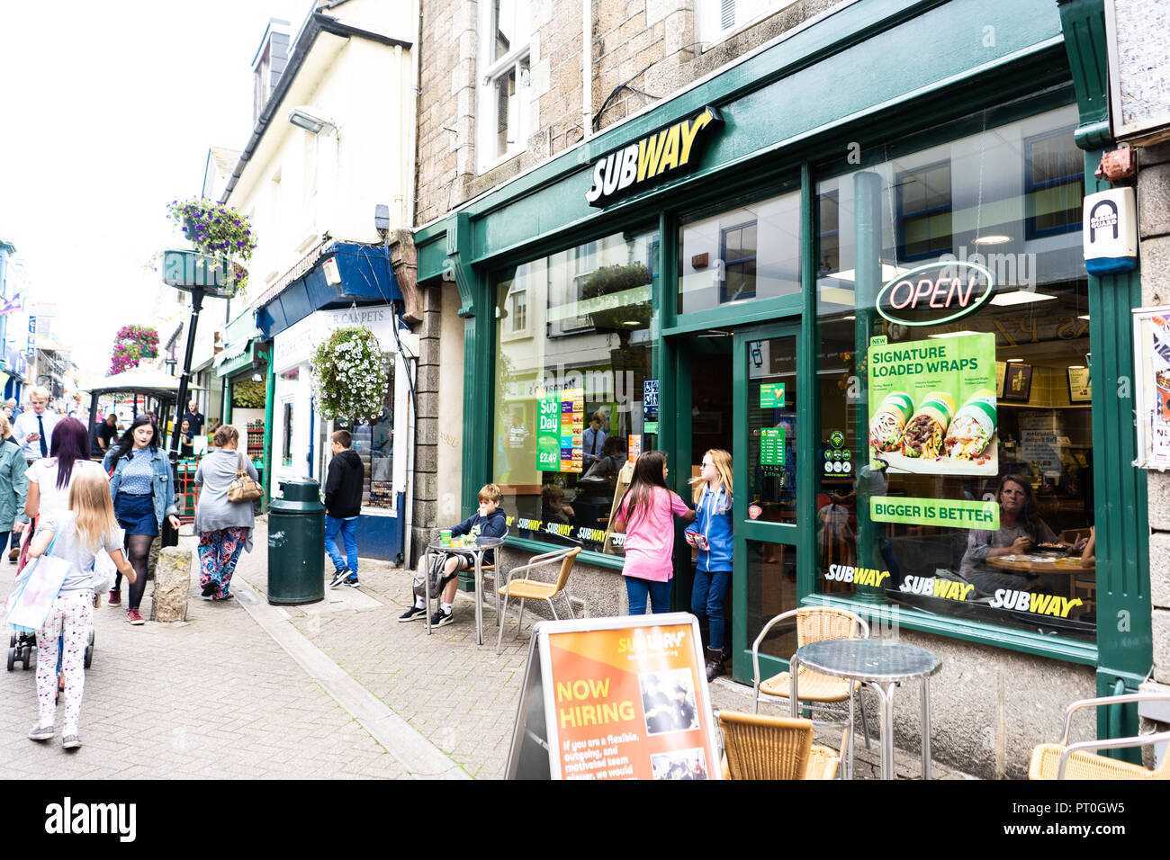 Subway fast food restaurant in Penzance highstreet, Cornwall - England ...