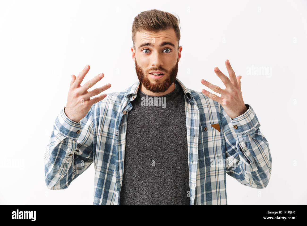 Portrait confused bearded young hi-res stock photography and images - Alamy