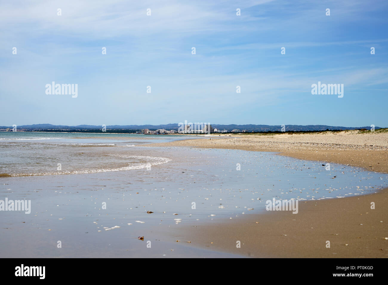 Lonely Atlantic beach in spring in Portugal with light swell Stock ...