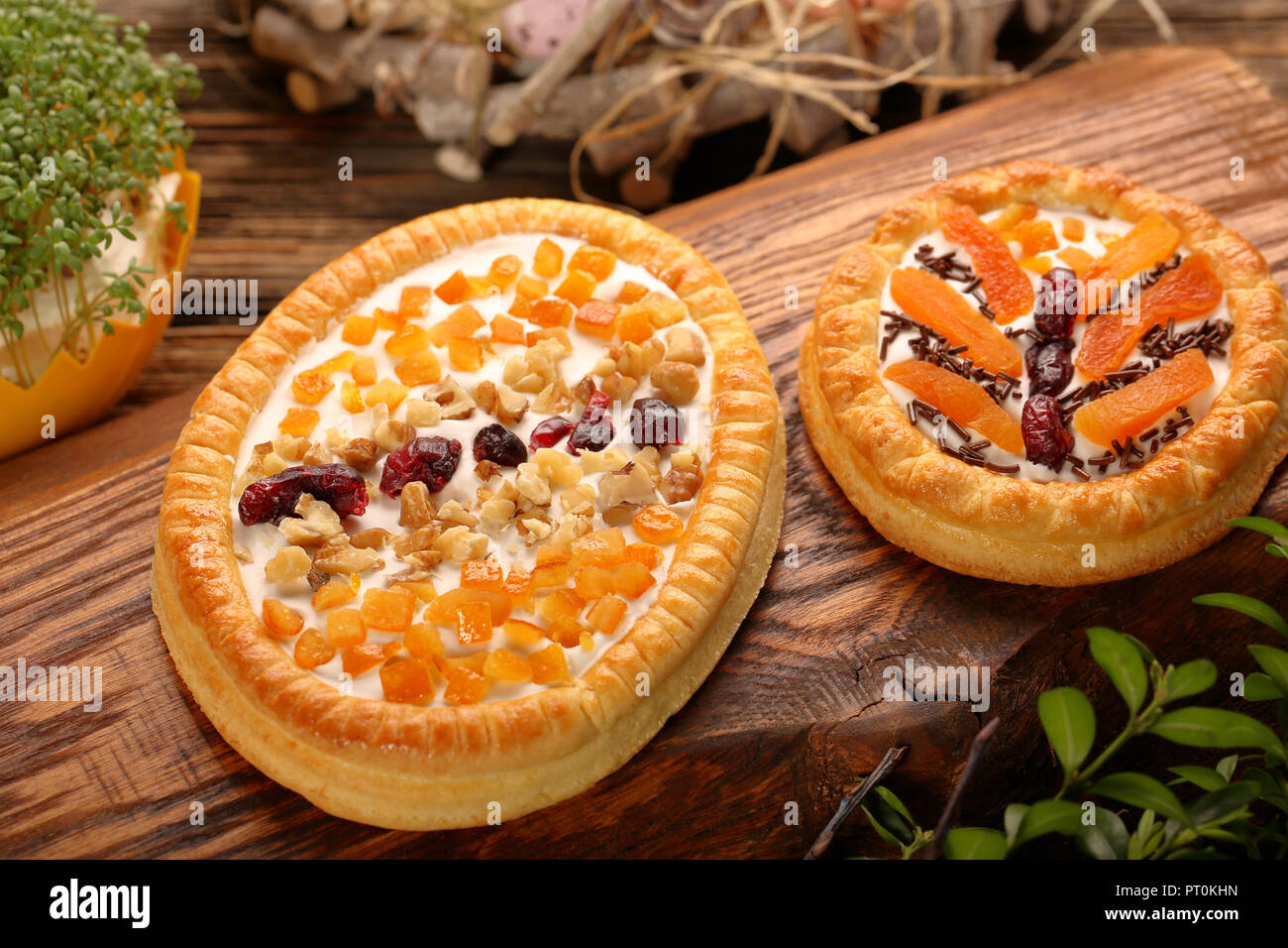 Mazurek traditional polish easter cake on wooden background Stock Photo ...