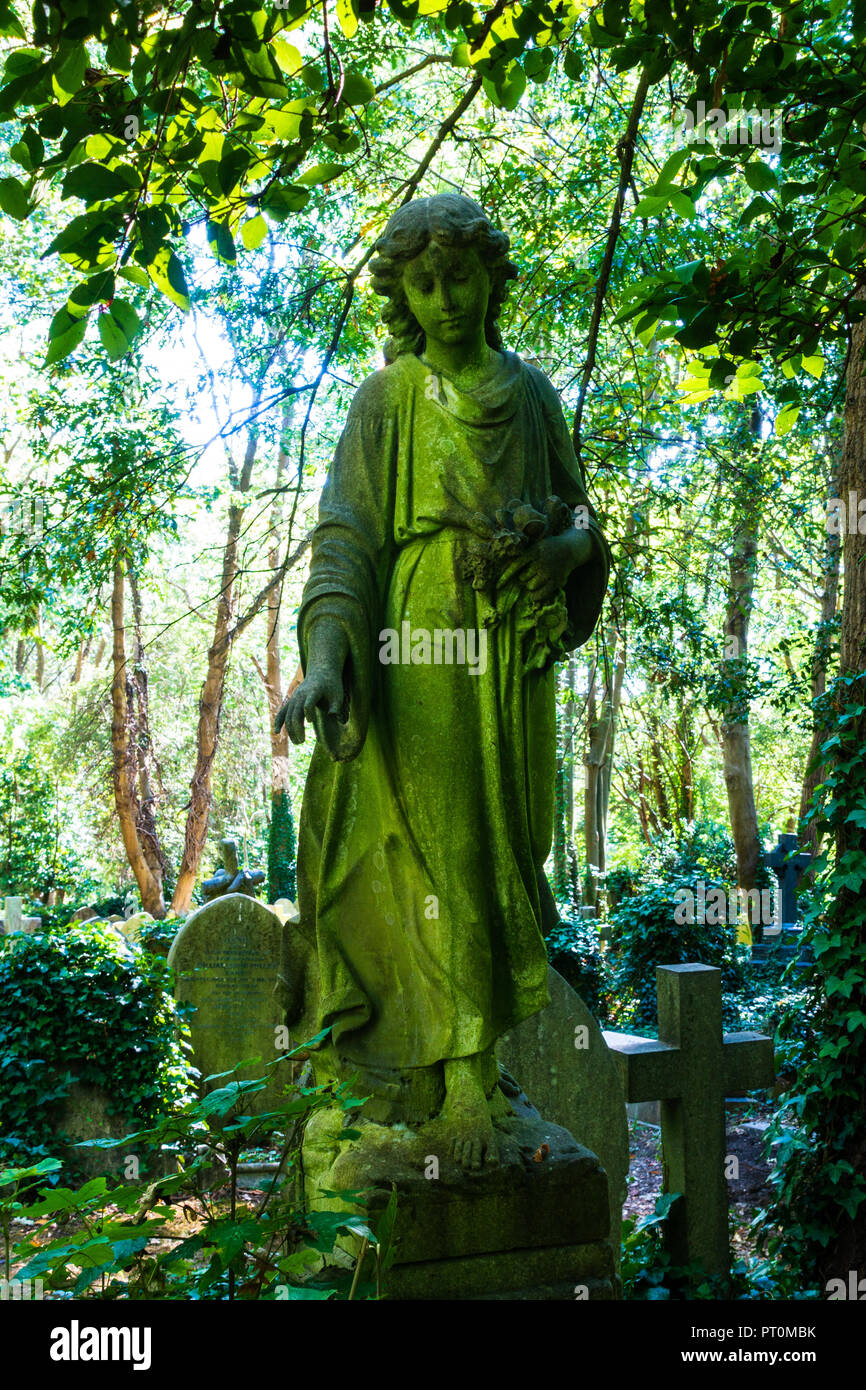 Stone angel in Highgate Cemetery, London Stock Photo - Alamy
