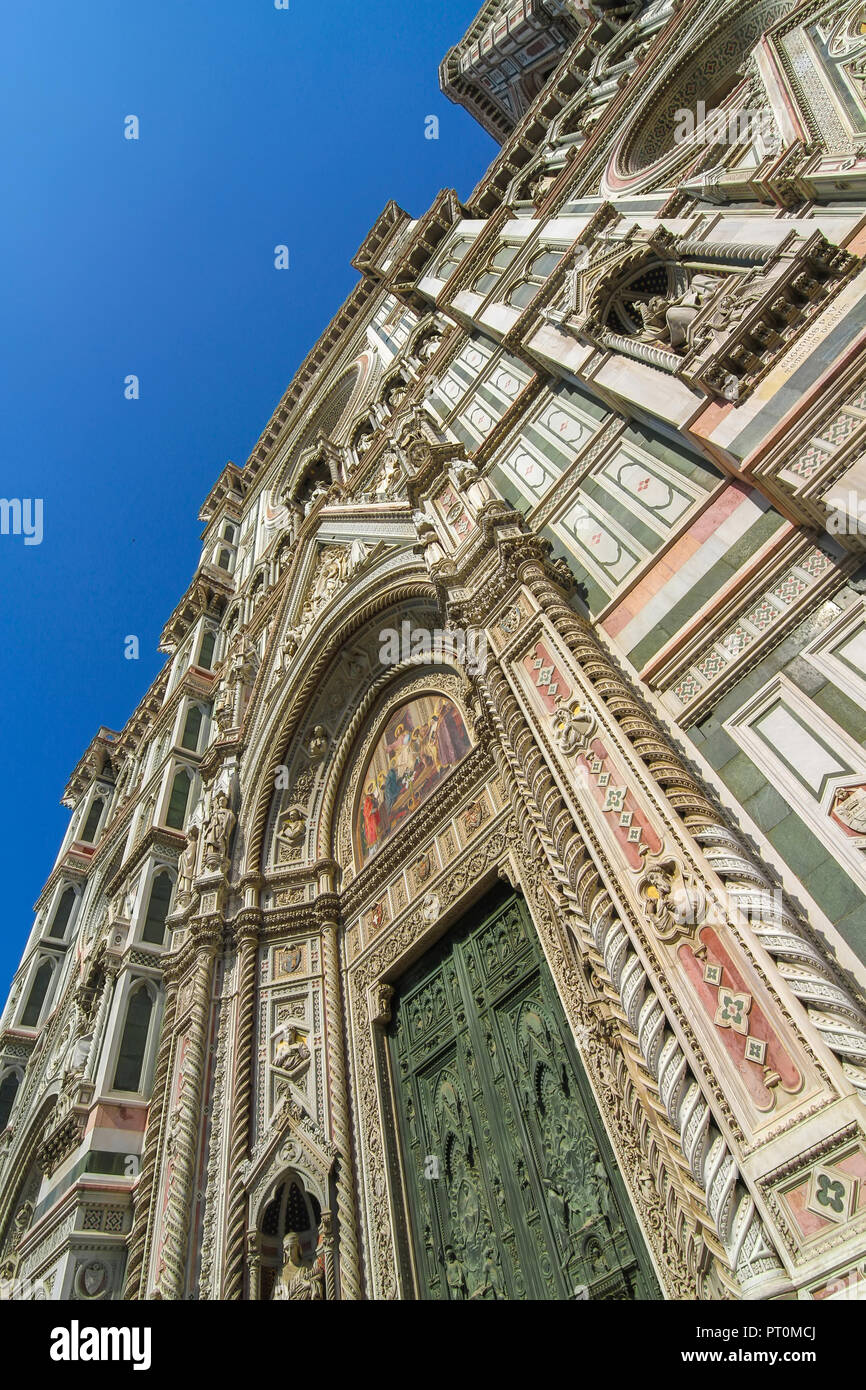 View on the main entrence of the Cathedral of Santa Maria in Florence ...