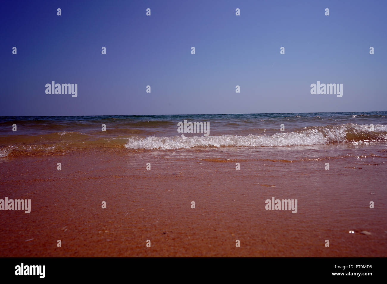 Lonely Atlantic beach in spring in Portugal with light swell Stock ...