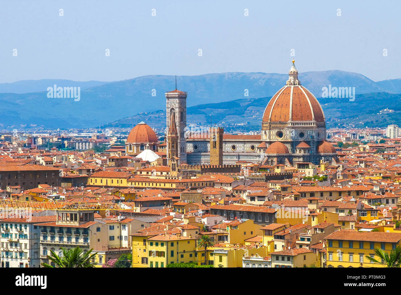 Landscape view of the historic buildings of Florence, Italy on a sunny ...