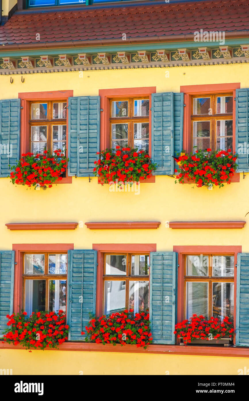 View on the historic architecture in Freiburg im Breisgau, Germany on a ...