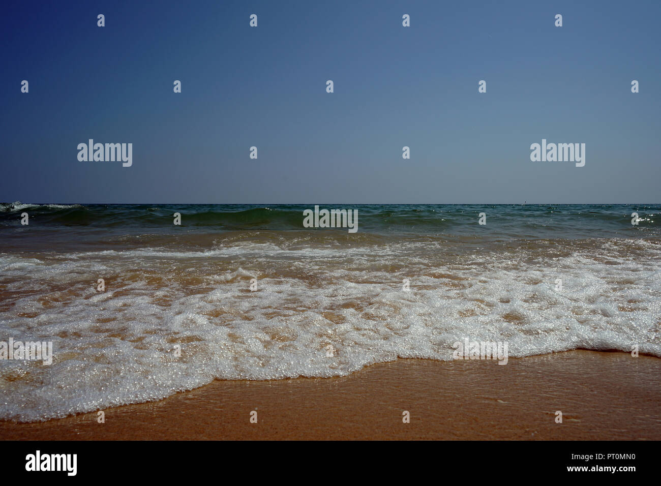 Lonely Atlantic beach in spring in Portugal with light swell Stock ...