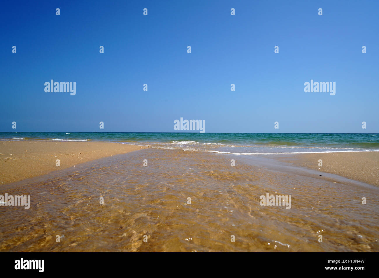 Lonely Atlantic beach in spring in Portugal with light swell Stock ...