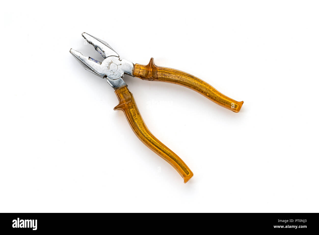 close up of an old lineman pliers, isolated on white Stock Photo - Alamy