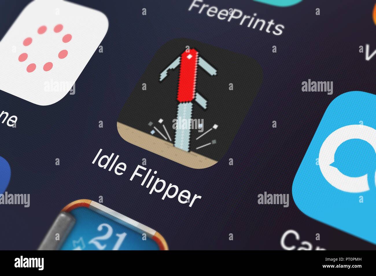 London, United Kingdom - October 05, 2018: The Idle Flipper mobile app ...