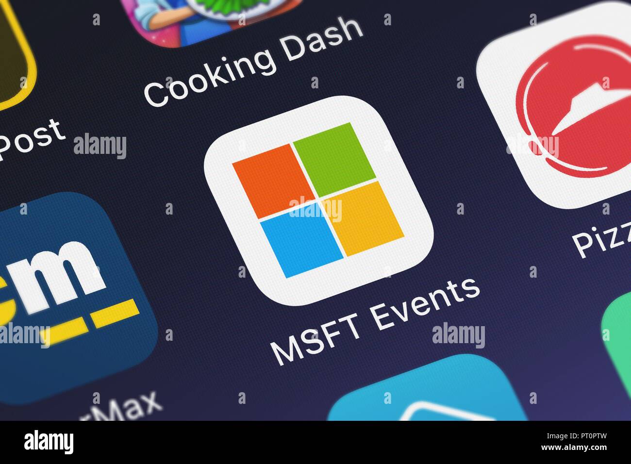 London, United Kingdom - October 05, 2018: Close-up shot of the MSFT ...