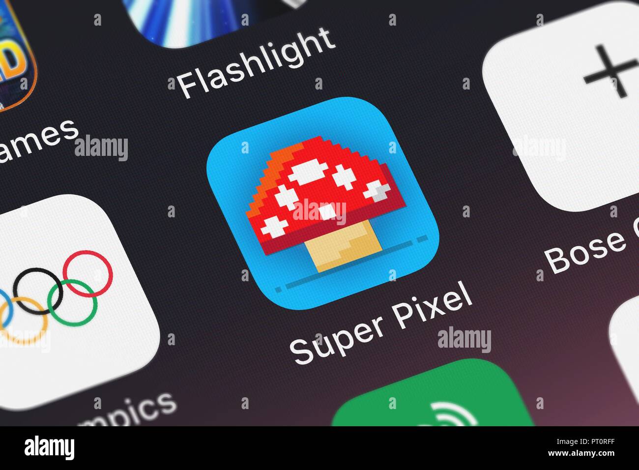 London, United Kingdom - October 05, 2018: Close-up shot of Apalon Apps ...