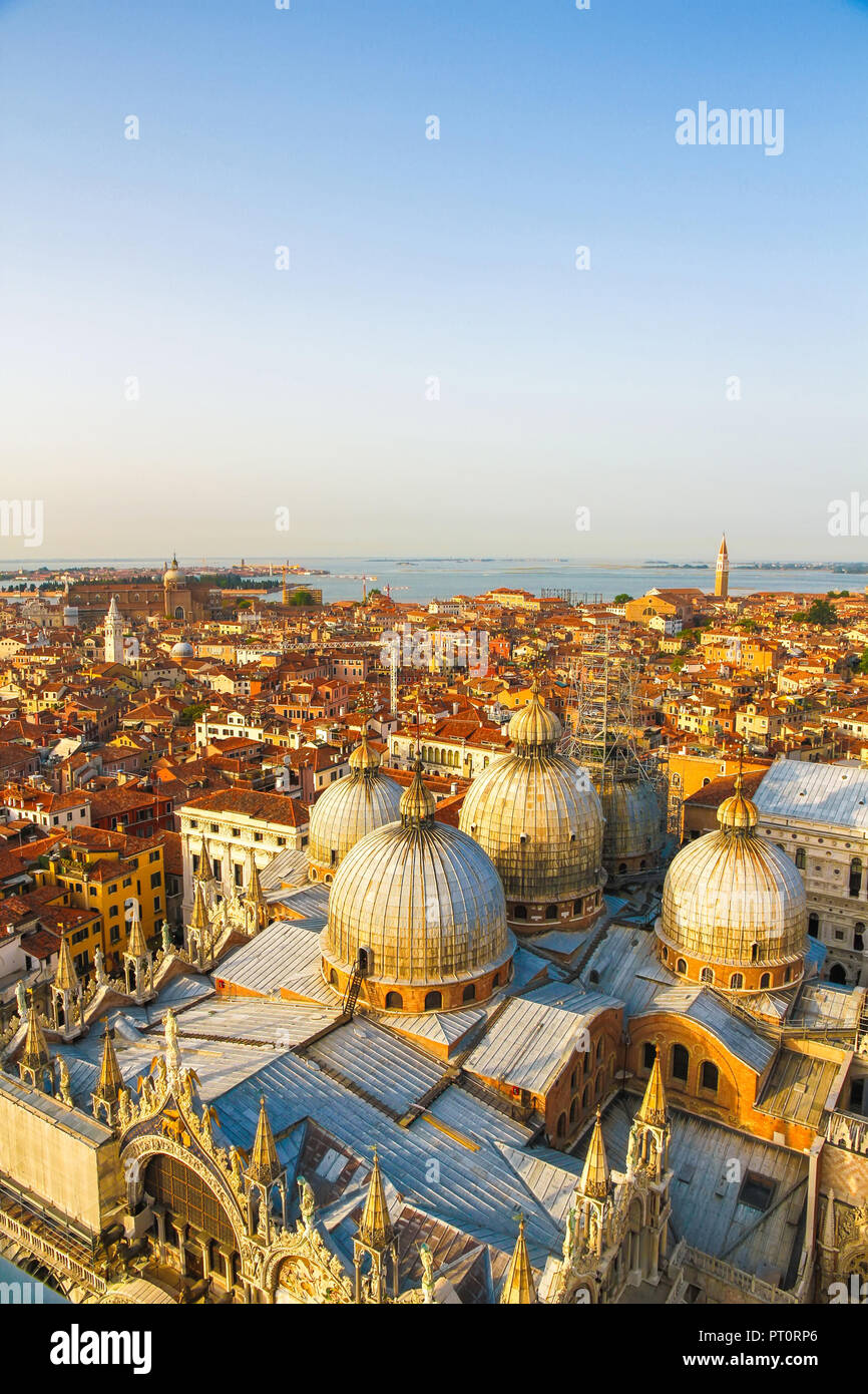Landscape view of the historic buildings of Venice, Italy on a sunny ...