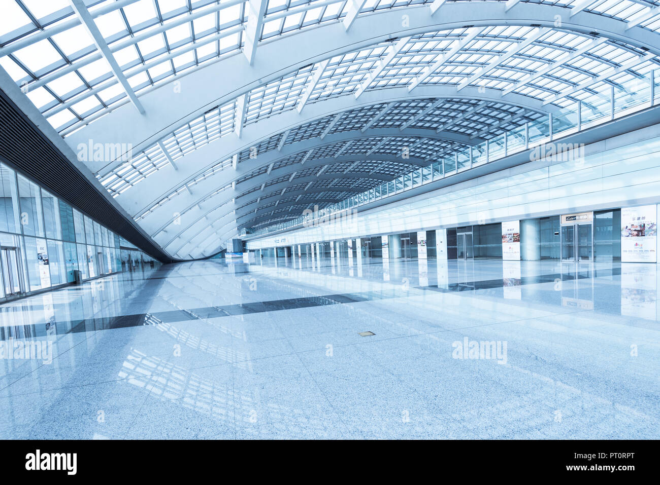 interior of the modern mall of beijin airport subway station Stock ...