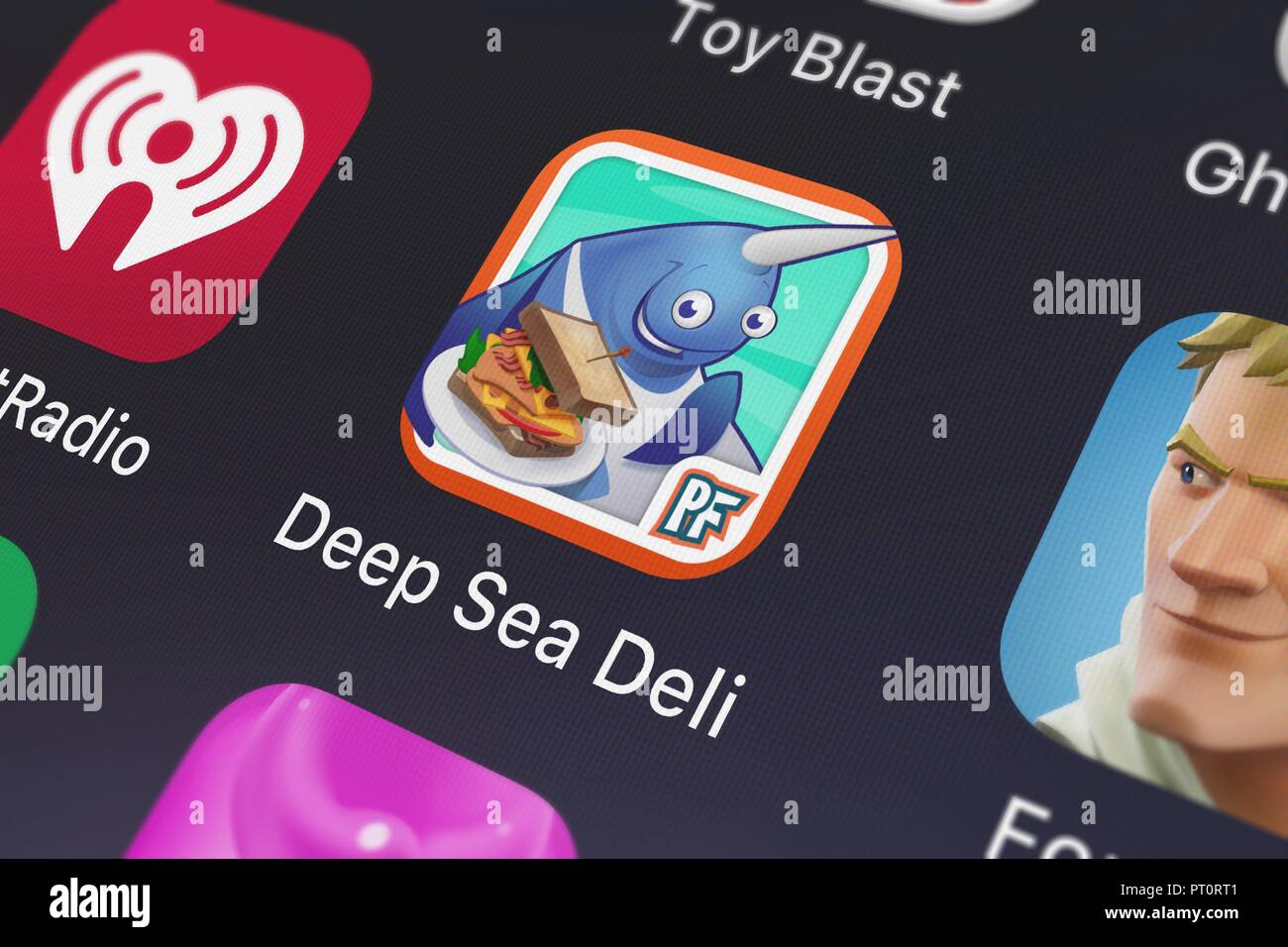 London, United Kingdom - October 05, 2018: Close-up shot of Glu Games ...