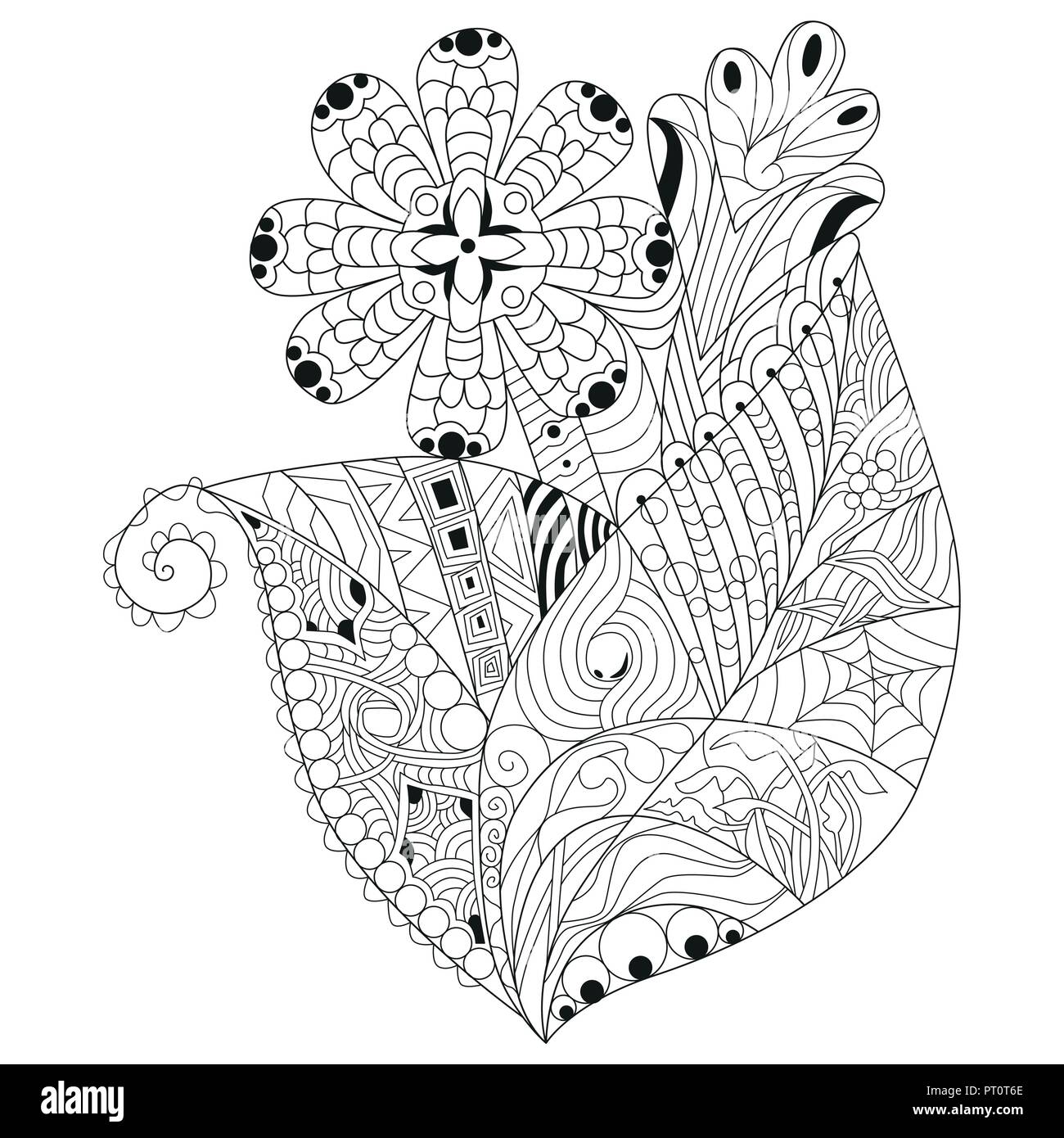 Zentangle stylized flower. Hand Drawn lace vector illustration Stock ...