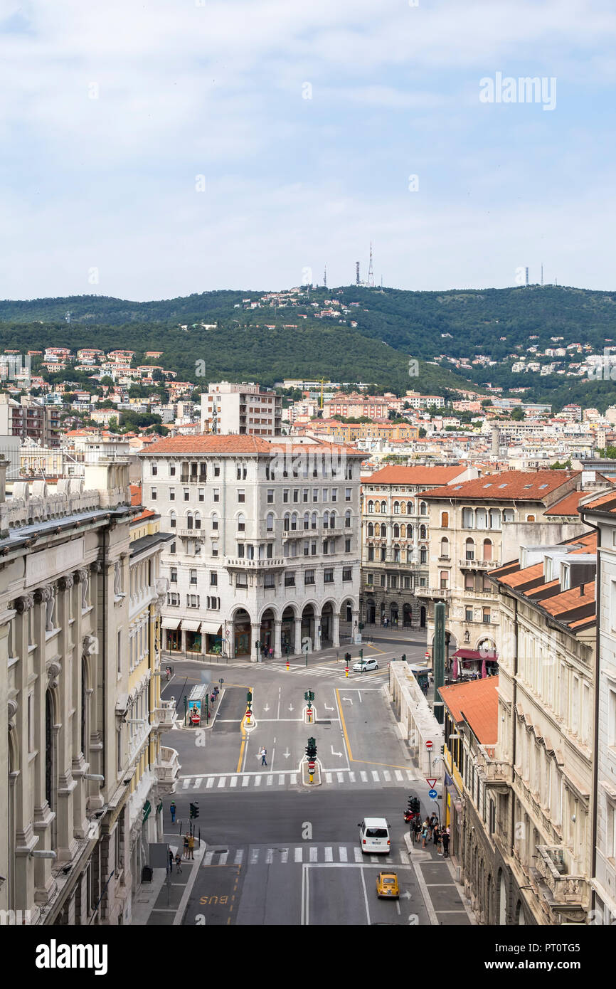 TRIESTE, ITALY - JULY 1, 2018: View at street of Trieste, Italy ...