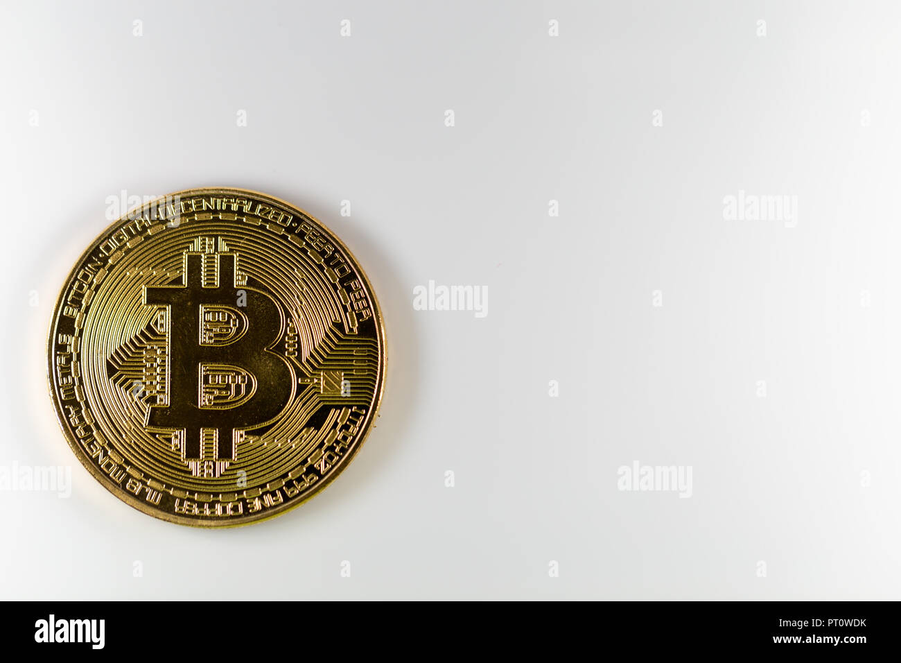 Bitcoin token isolated on white background. Cryptocurrency concept with ...