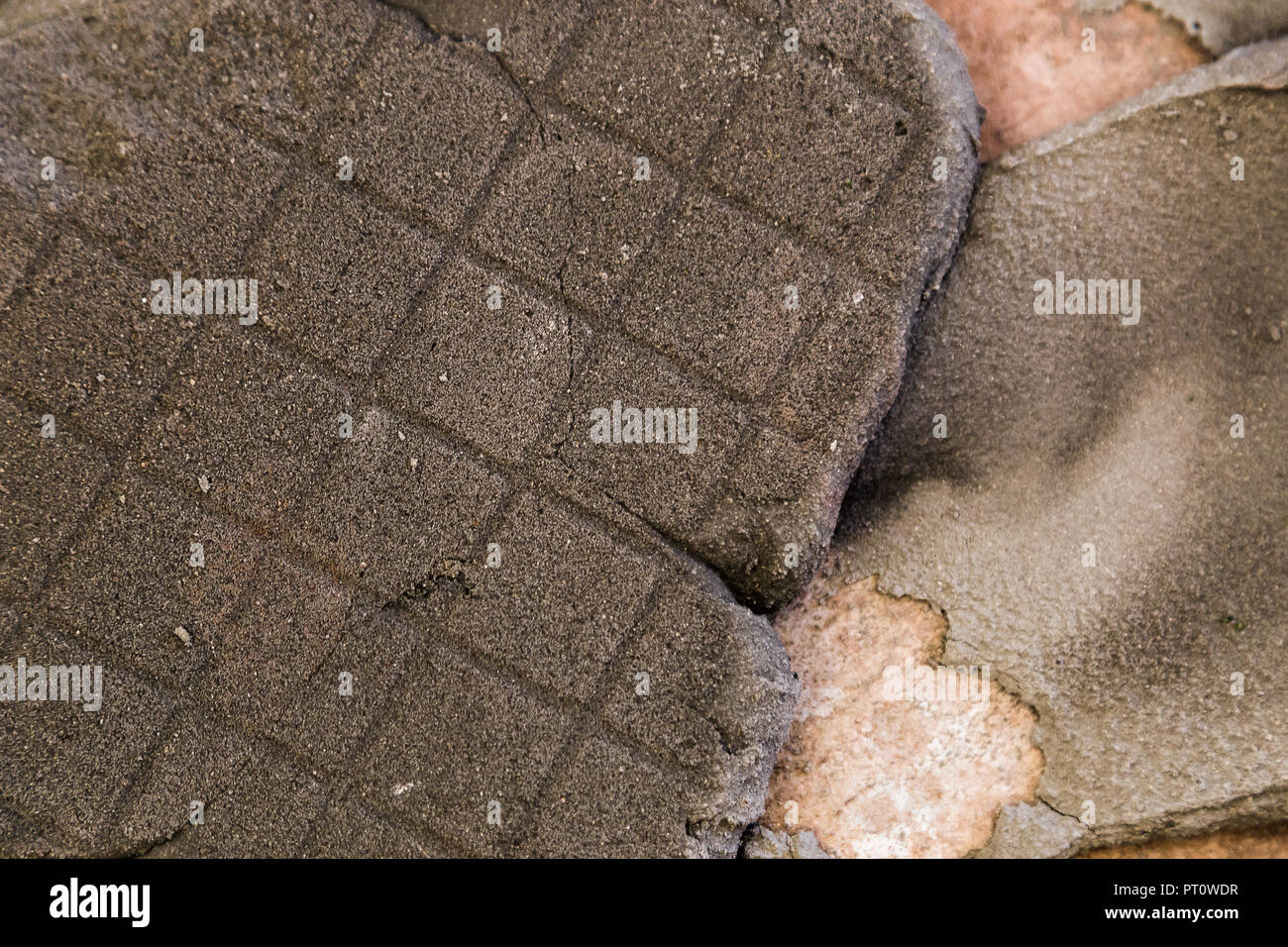 poor-quality tile laying, repair without qualifications, cracked cement ...