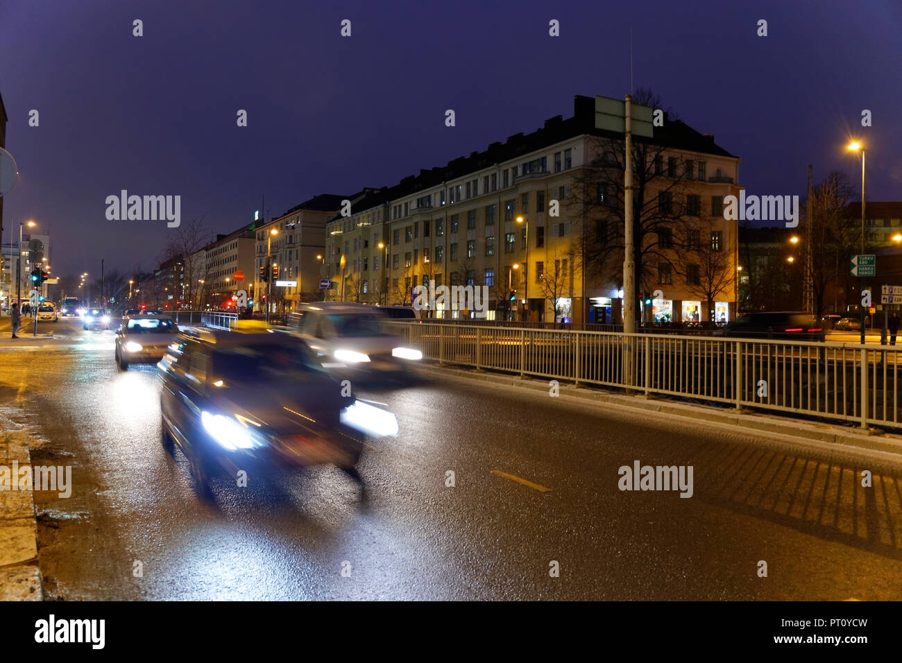 HELSINKI, FINLAND-December 15, 2016: Winter morning view with Christmas ...