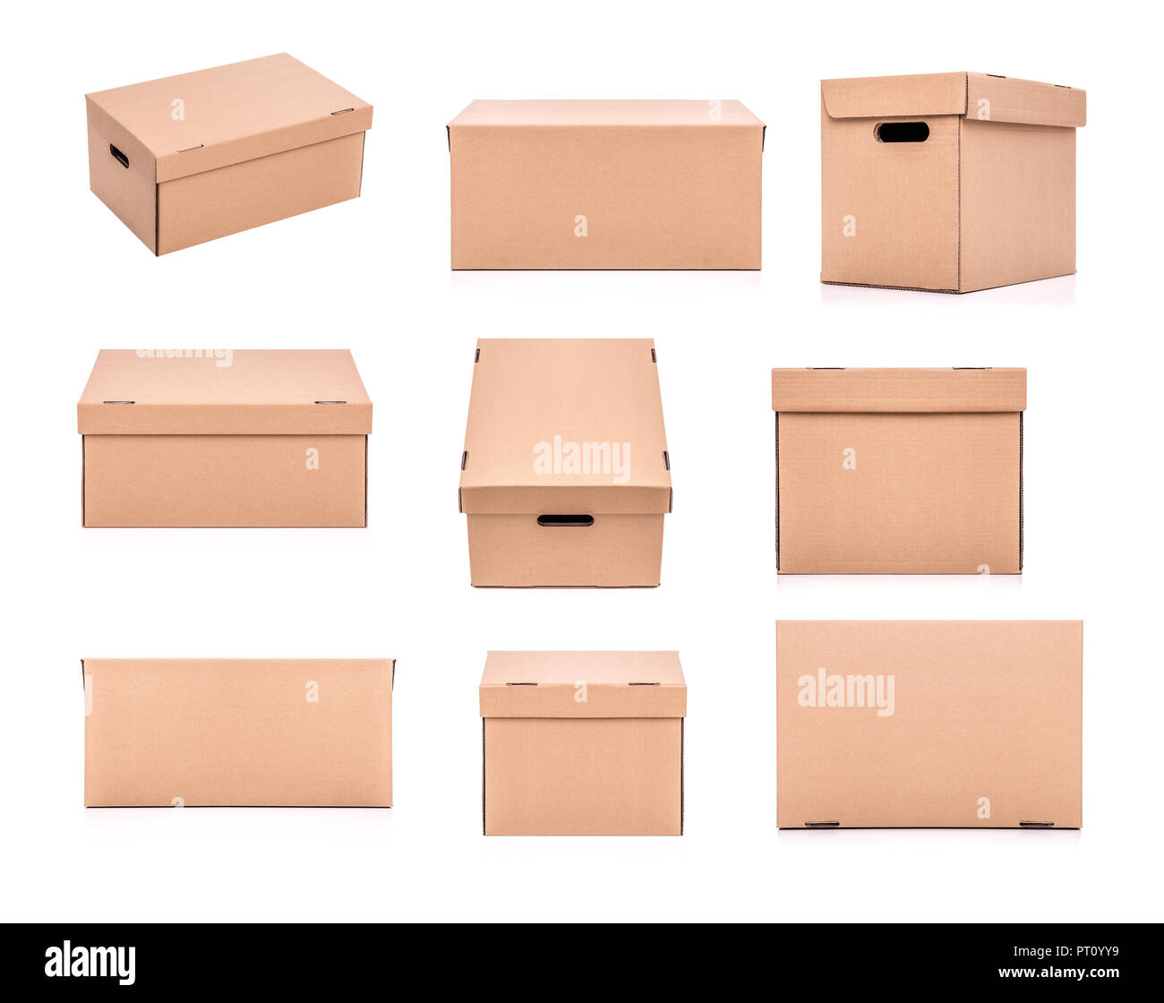 Set of cardboard boxes isolated on a white background Stock Photo - Alamy