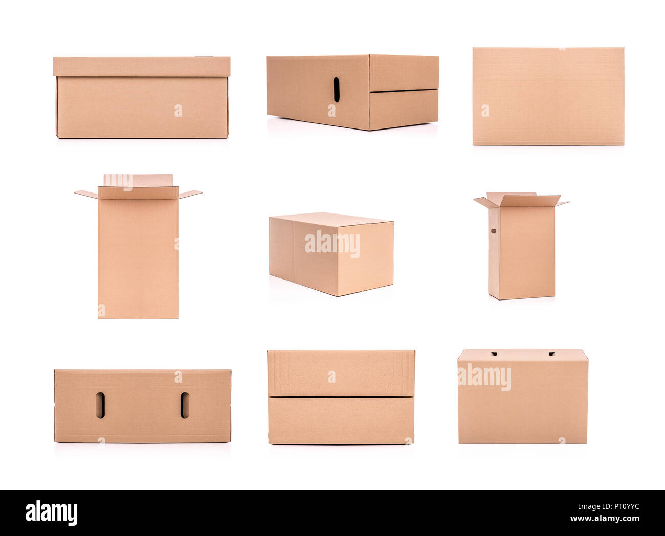 Set of cardboard boxes isolated on a white background Stock Photo - Alamy