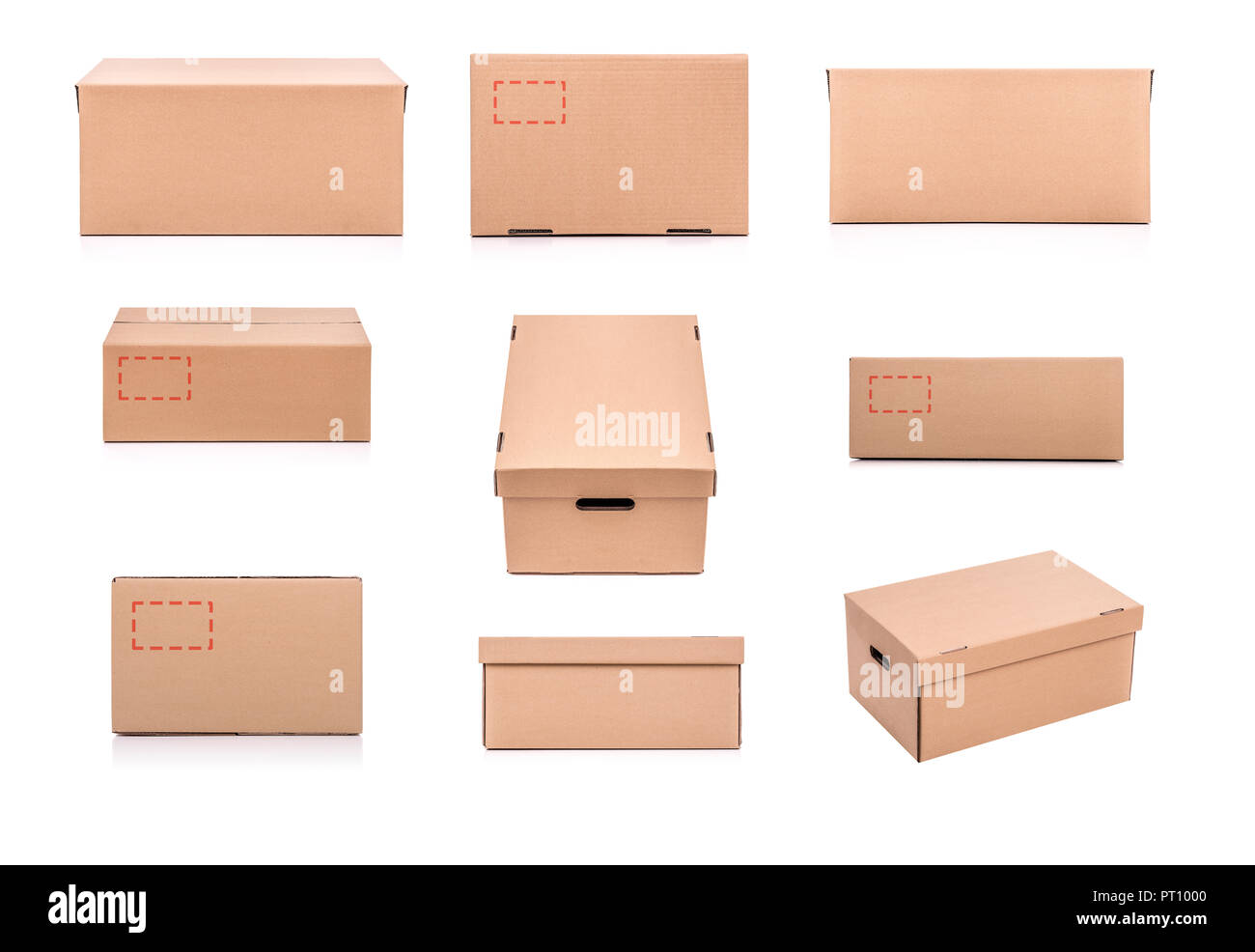 Set of cardboard boxes isolated on a white background Stock Photo - Alamy