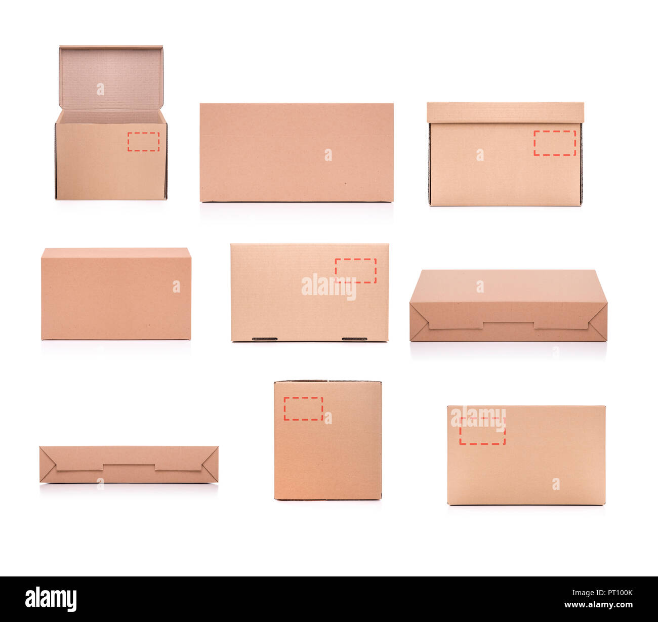 Set of cardboard boxes isolated on a white background Stock Photo - Alamy