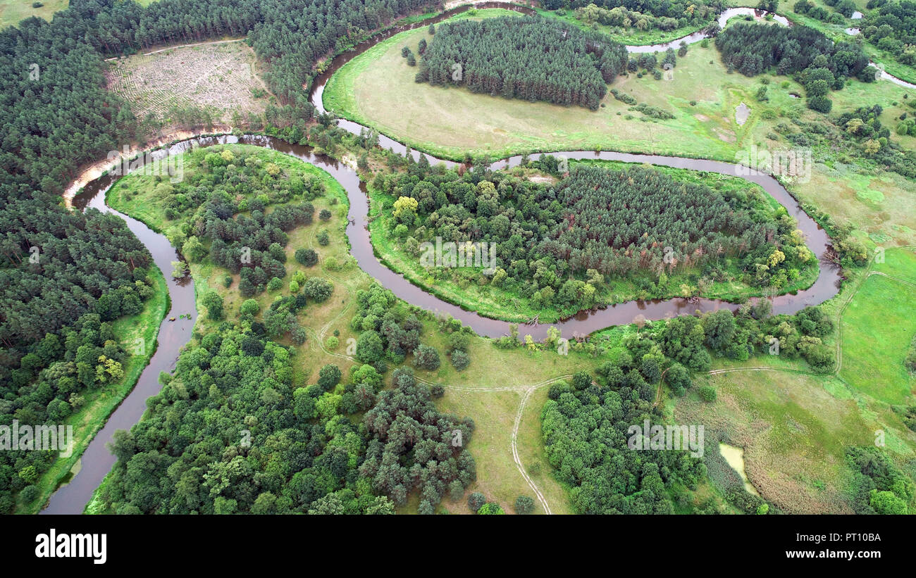 Aerial landscape from the drone - natural river Stock Photo - Alamy