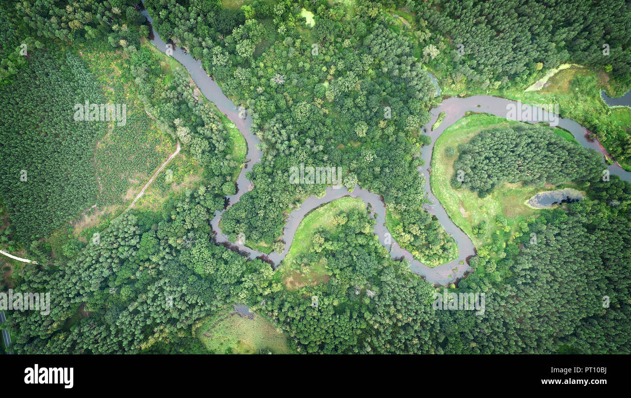 Natural river from the drone Stock Photo - Alamy