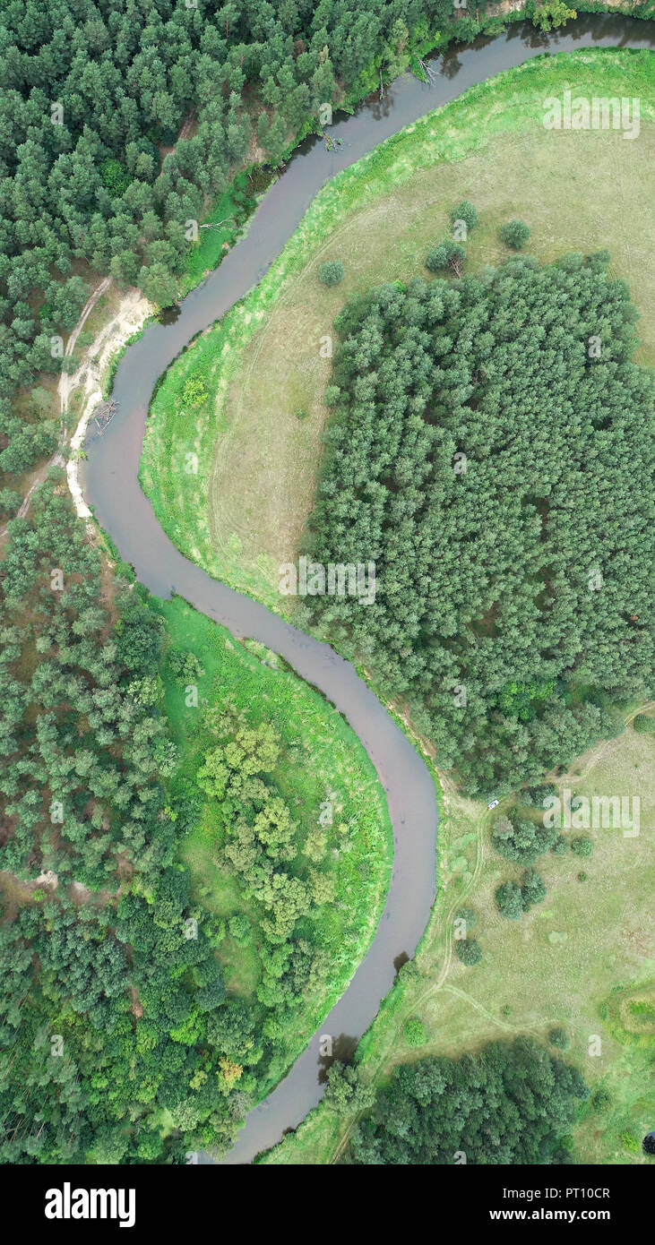 Natural river from the drone Stock Photo - Alamy