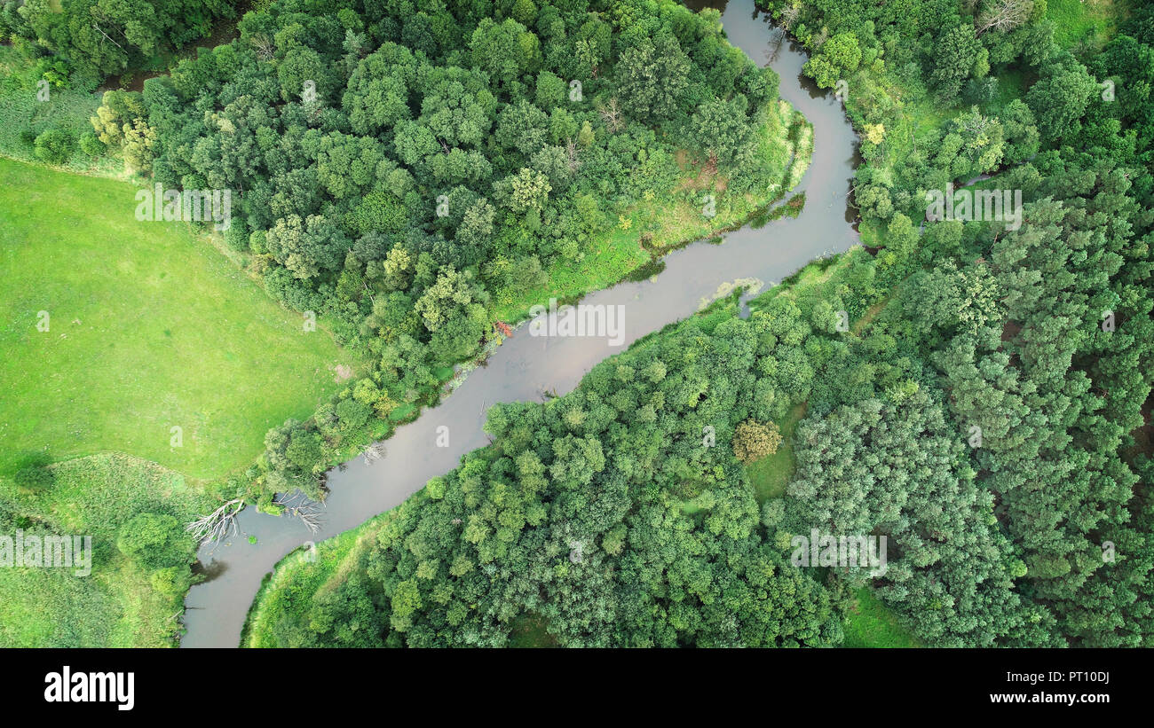Natural river from the drone Stock Photo - Alamy