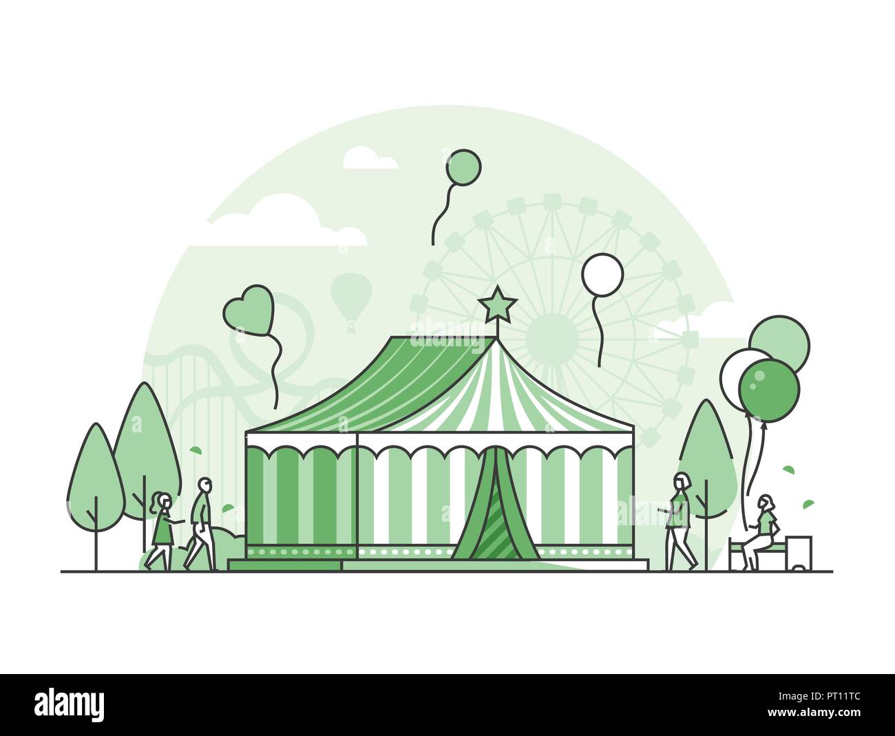 Circus - thin line design style vector illustration Stock Vector Image ...