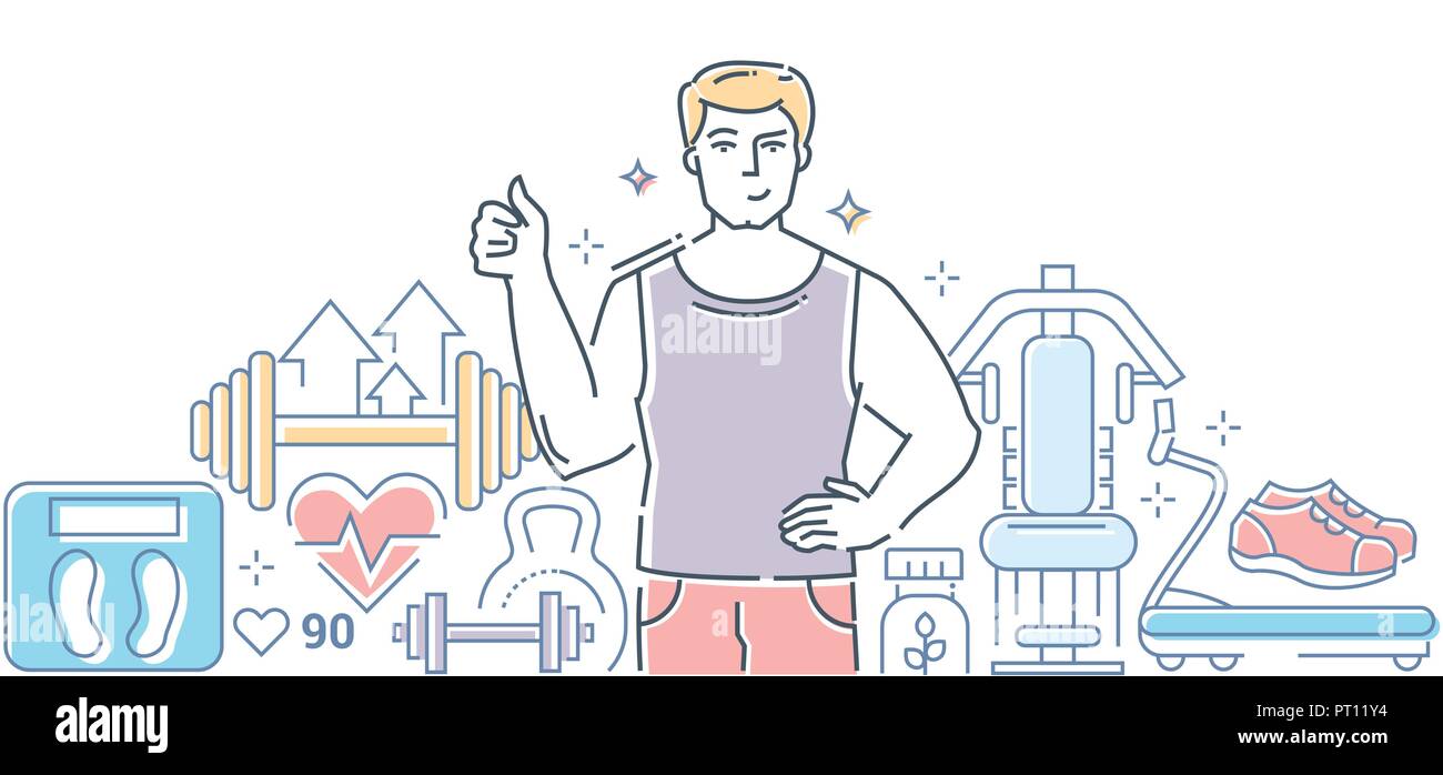 Gym - colorful line design style vector illustration Stock Vector Image ...