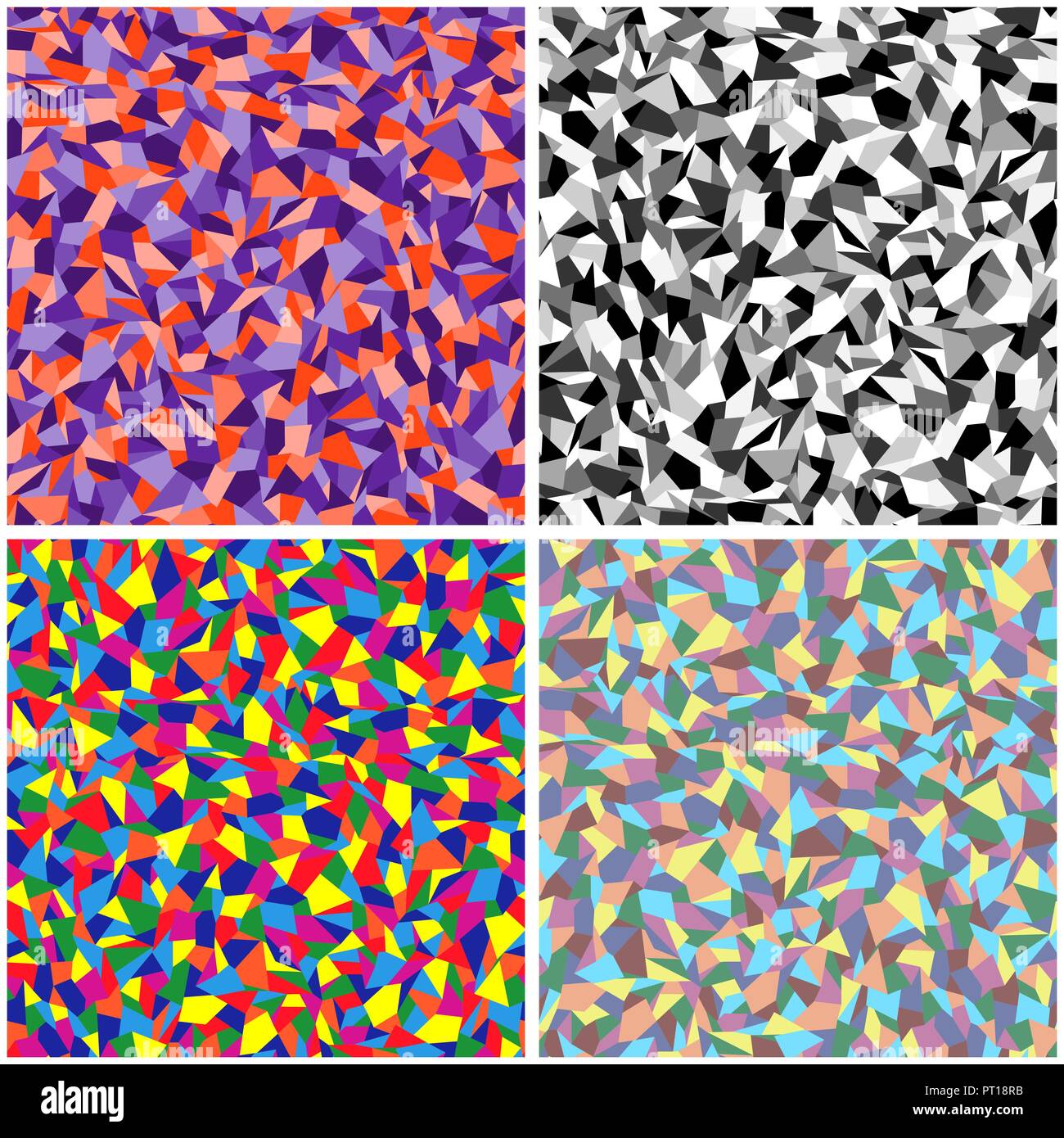 Set of four seamless abstract patterns in colorful and monochrome ...