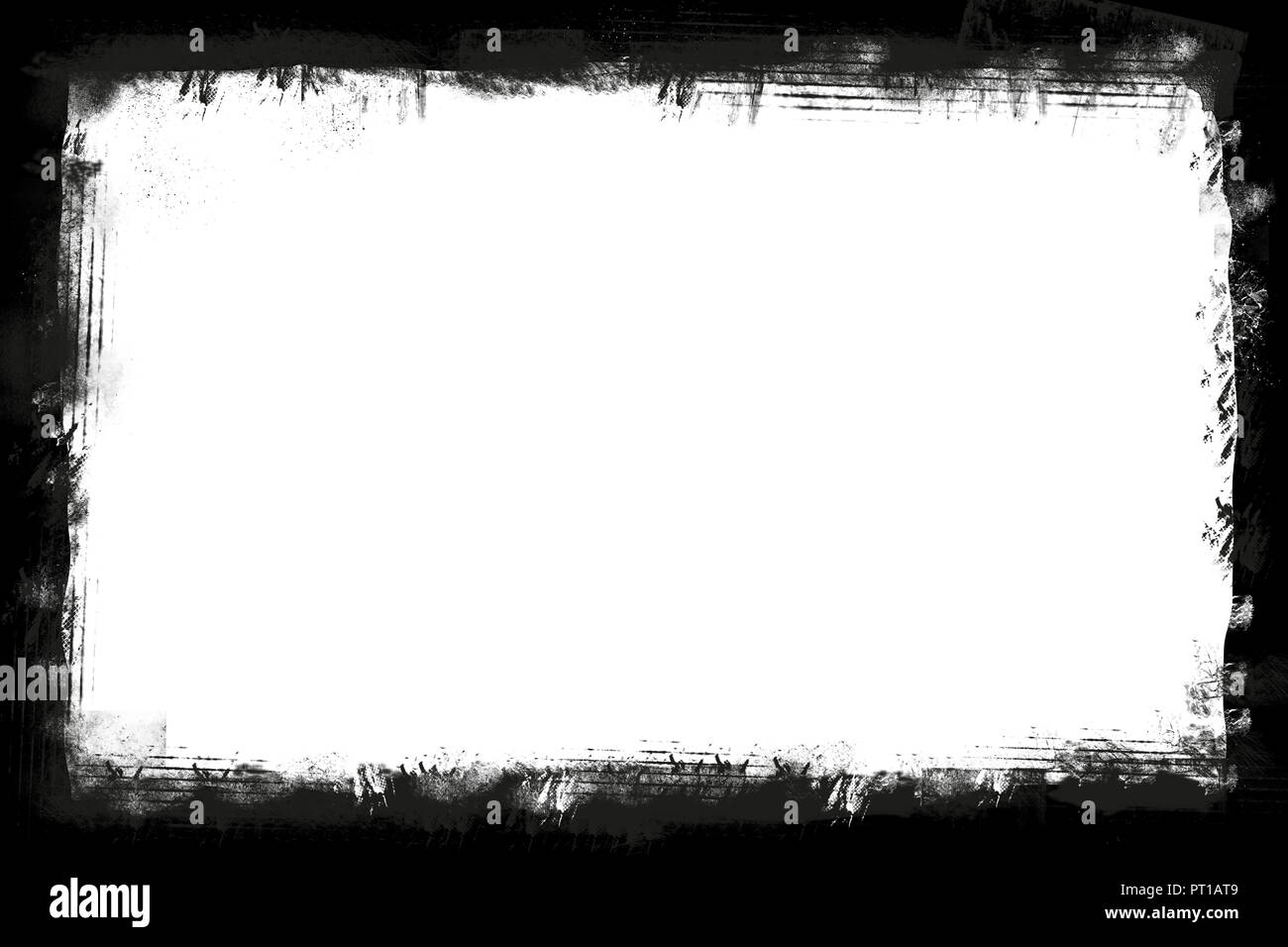 Black ripped border frame over white background horizontal image with ...