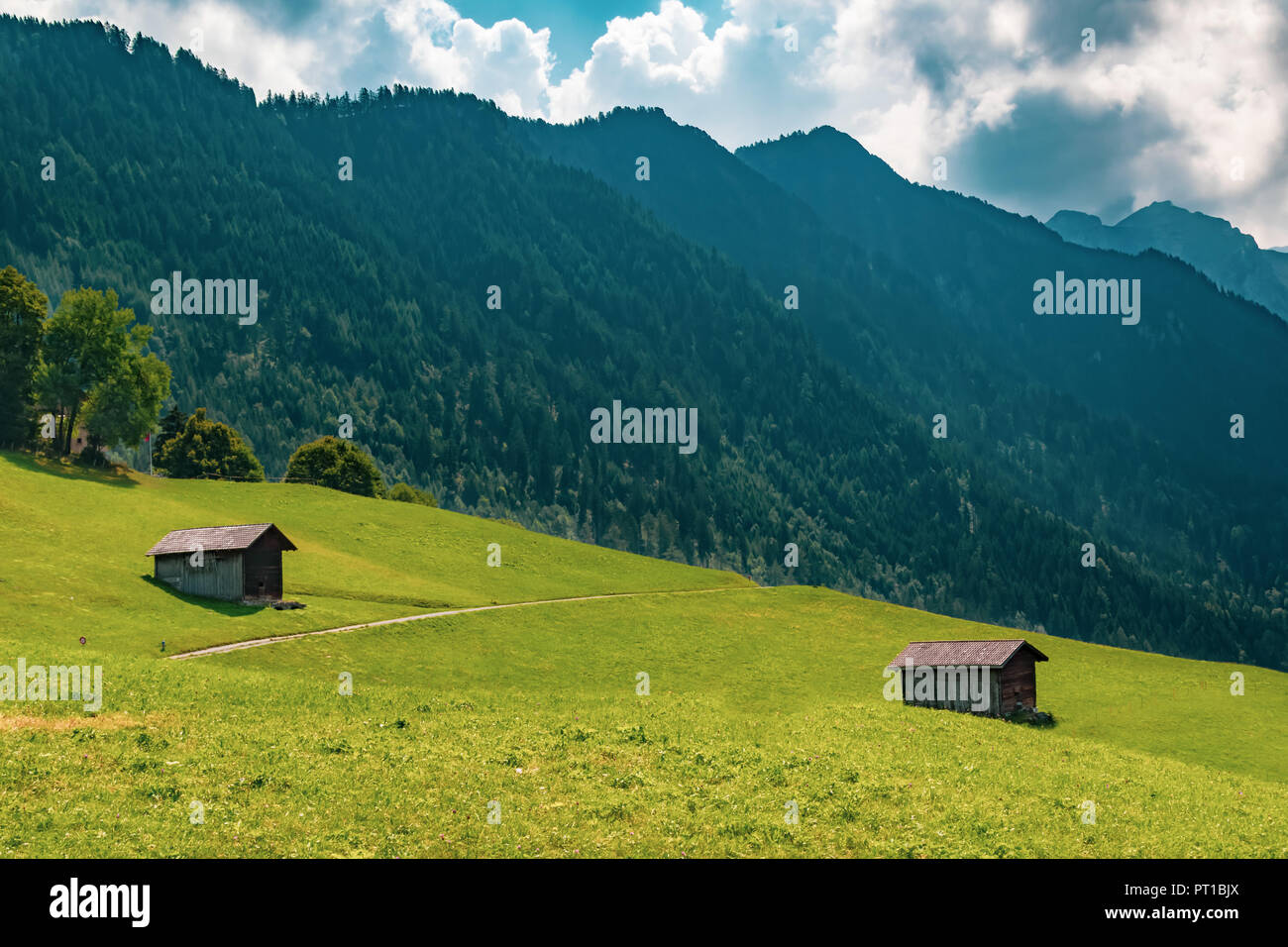View of the landscape in the Alpine Principality of Liechtenstein Stock ...