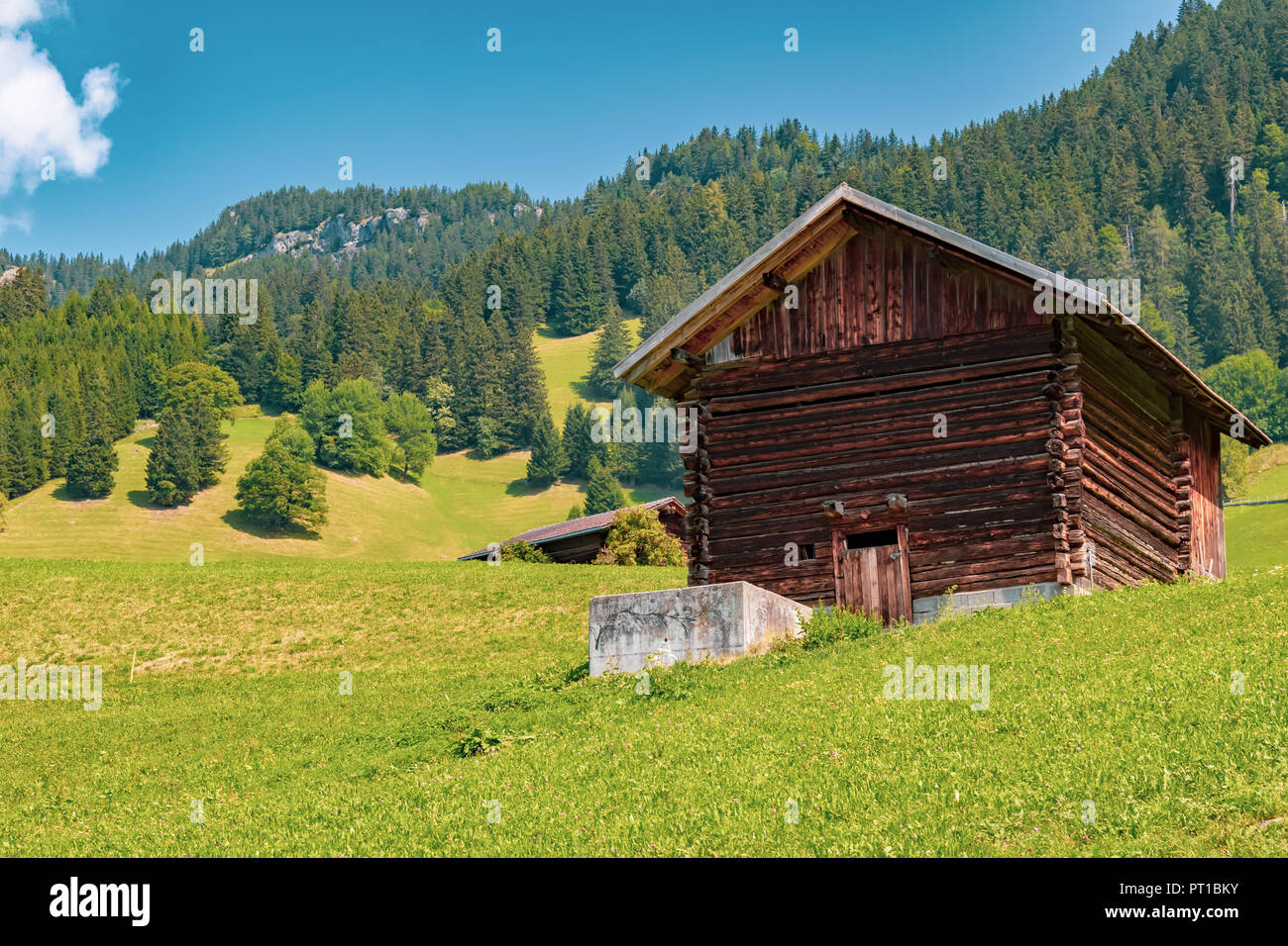 View of the landscape in the Alpine Principality of Liechtenstein Stock ...