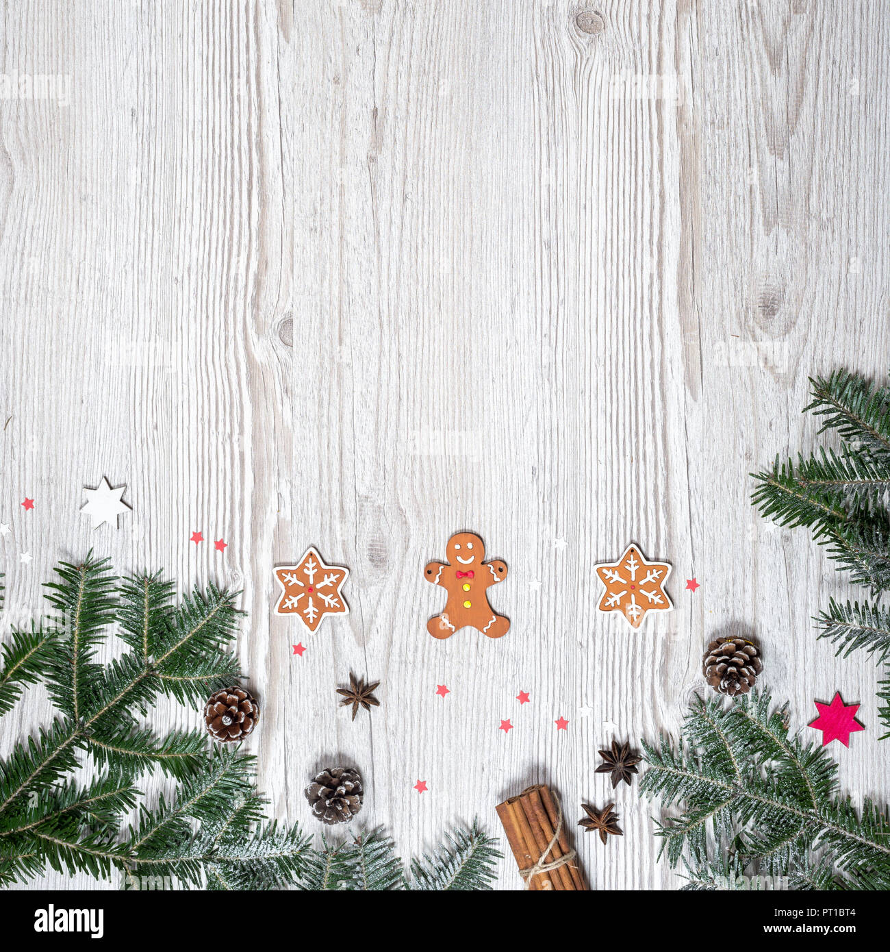 Christmas background on the wooden desk Stock Photo - Alamy