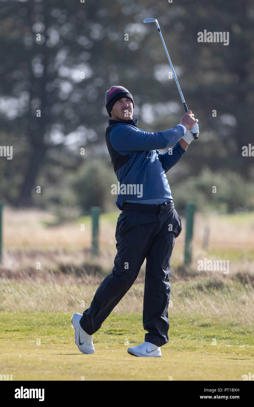 USA's Brooks Koepka plays his approach into the 7th hole during day two ...