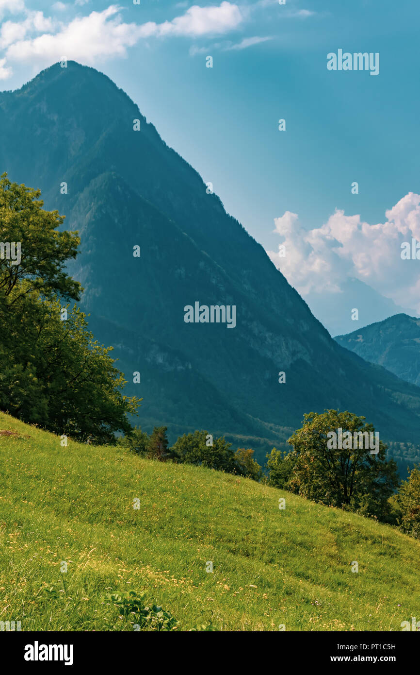 View of the landscape in the Alpine Principality of Liechtenstein Stock ...
