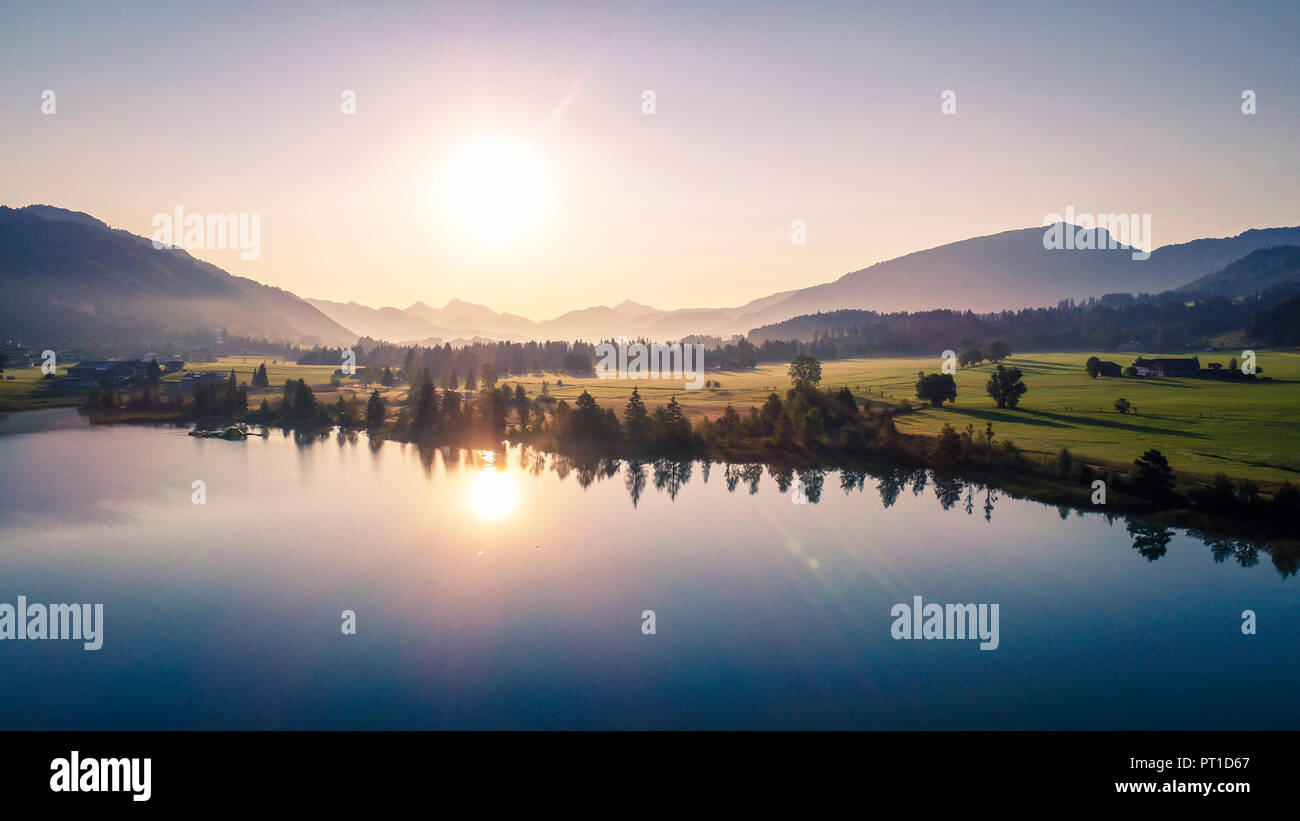 Aerial lake walchsee sunrise hi-res stock photography and images - Alamy