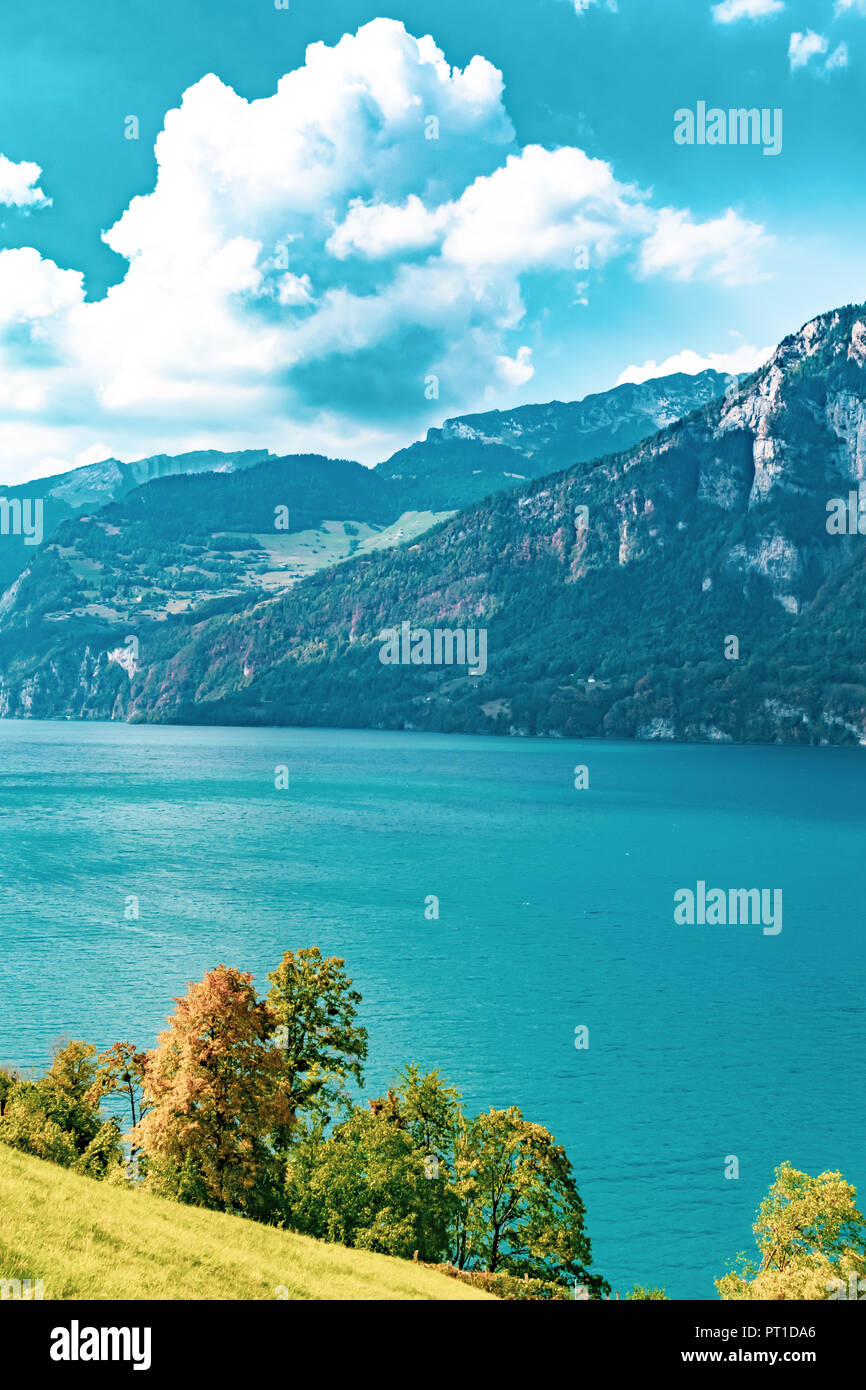 A view of Lake Walensee in Switzerland Stock Photo - Alamy