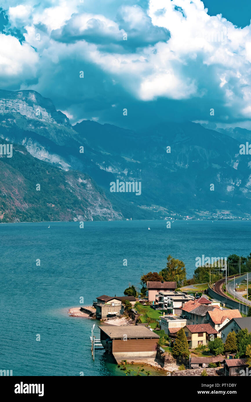 A view of Lake Walensee in Switzerland Stock Photo - Alamy