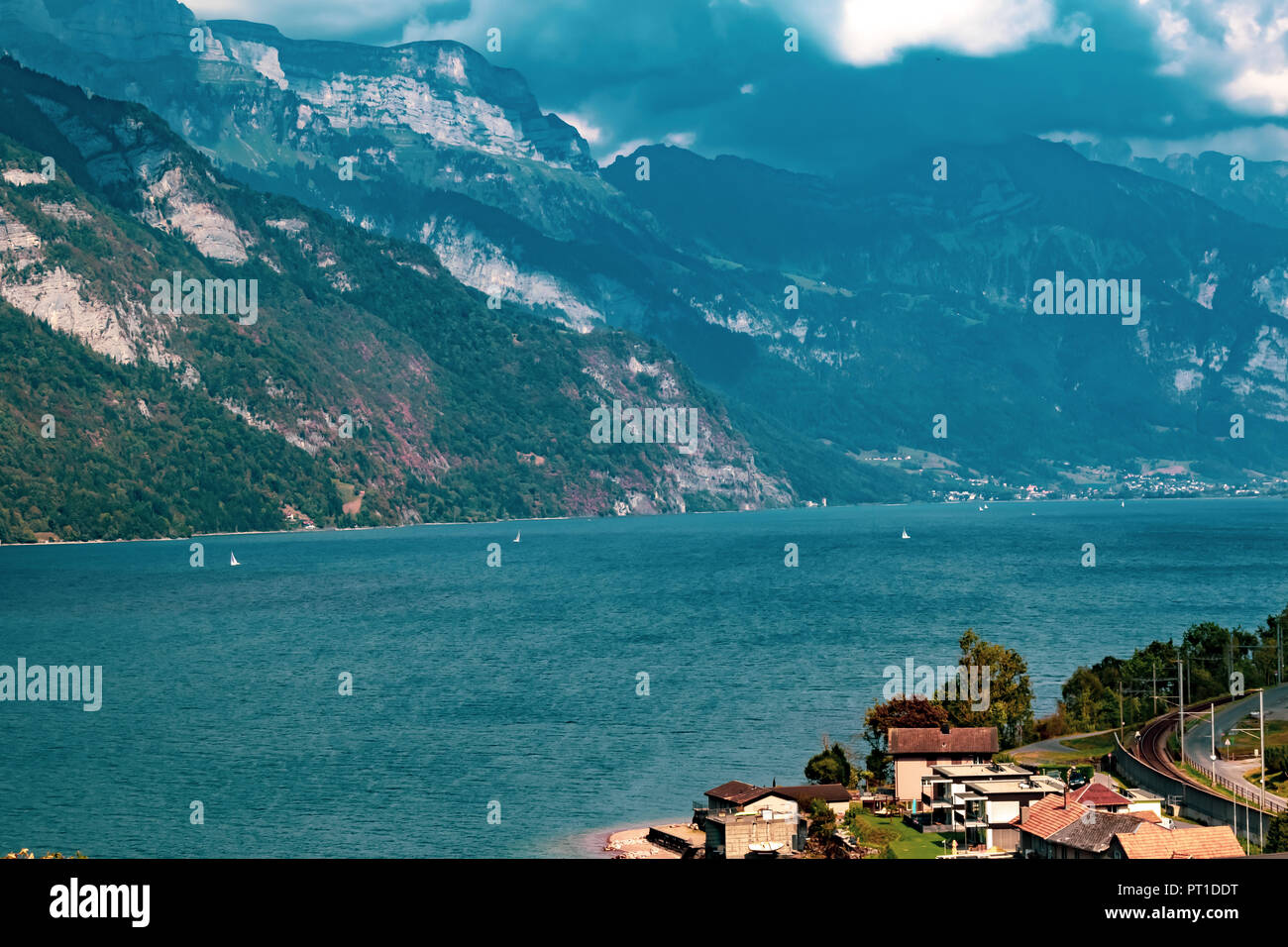 A view of Lake Walensee in Switzerland Stock Photo - Alamy