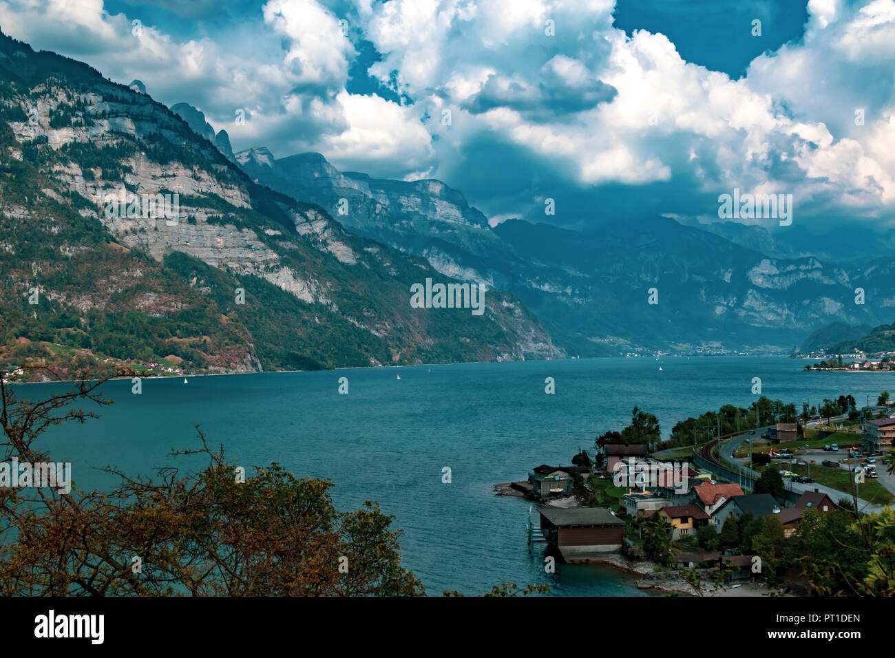 A view of Lake Walensee in Switzerland Stock Photo - Alamy