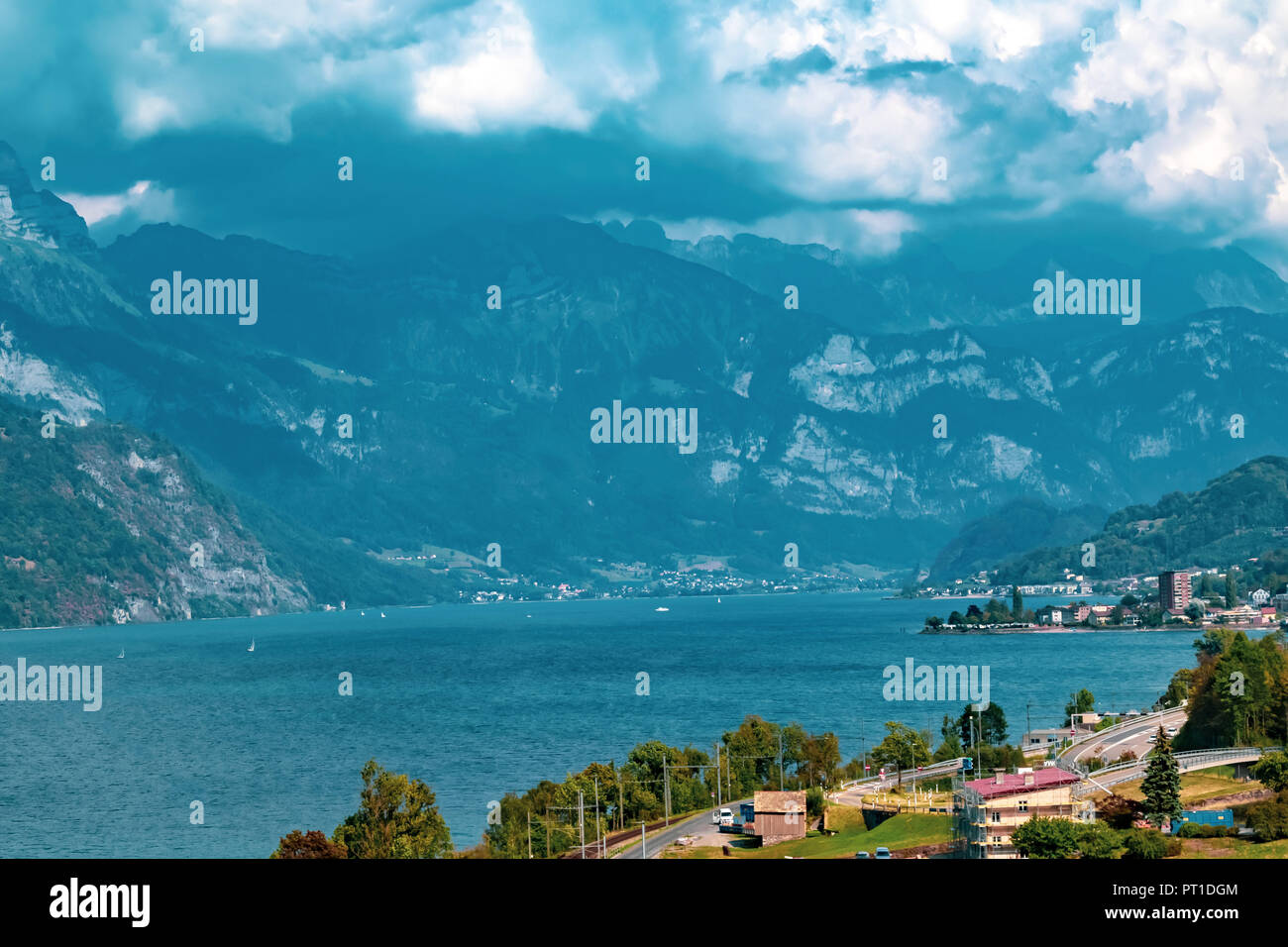 A view of Lake Walensee in Switzerland Stock Photo - Alamy