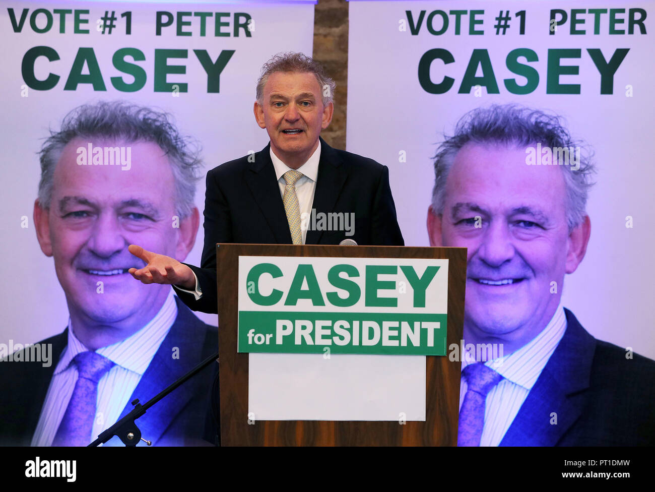 Businessman Peter Casey speaking at the EPIC centre in Dublin at the official launch of his ...