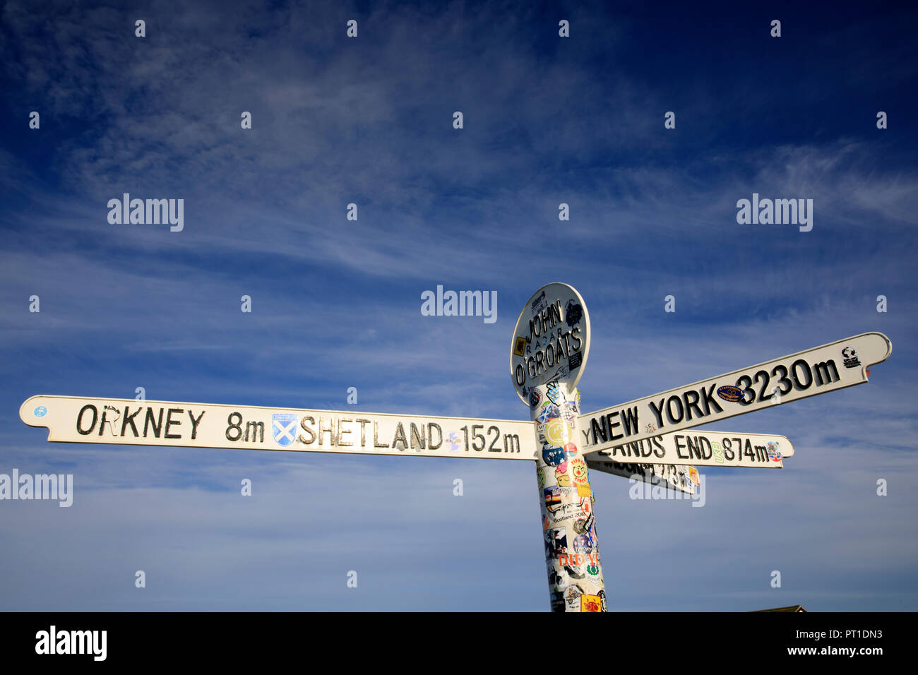 Multi directional signpost at John O'Groats area, Caithness, Scotland ...