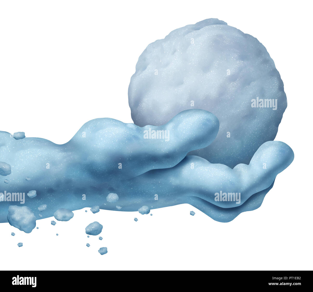 Winter snow ball hand as a snowman holding a snowball as a cold ...