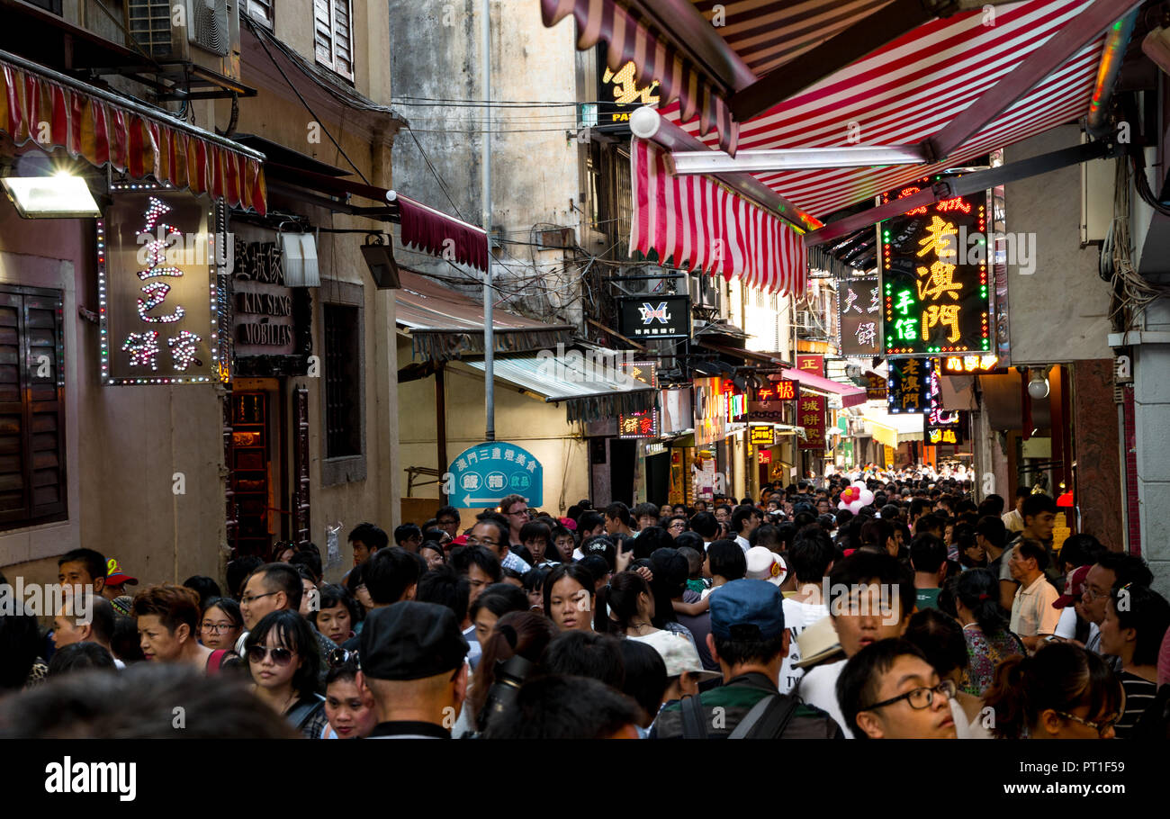 Macau, China - JULY 11, 2014: The famous street Rua de Sao Paulo ...